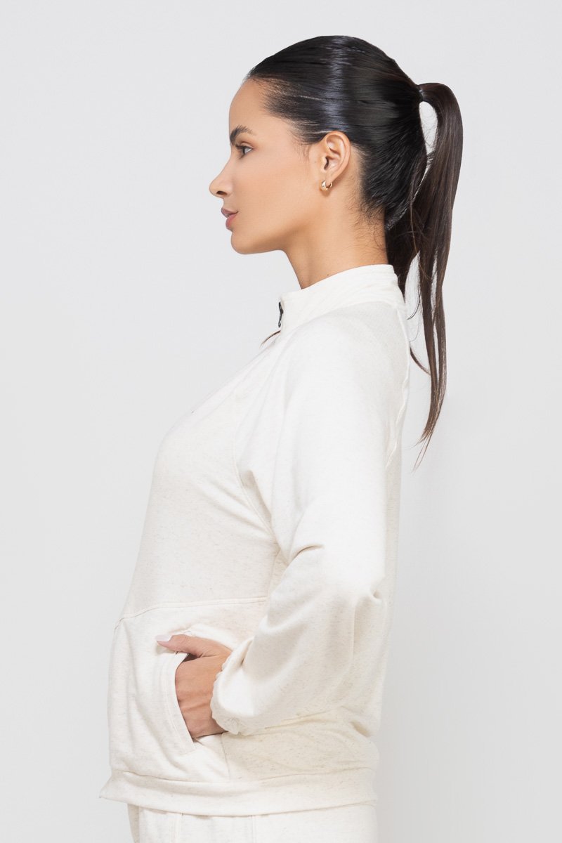 Jaqueta feminina recorte Matriarca off white Taquion