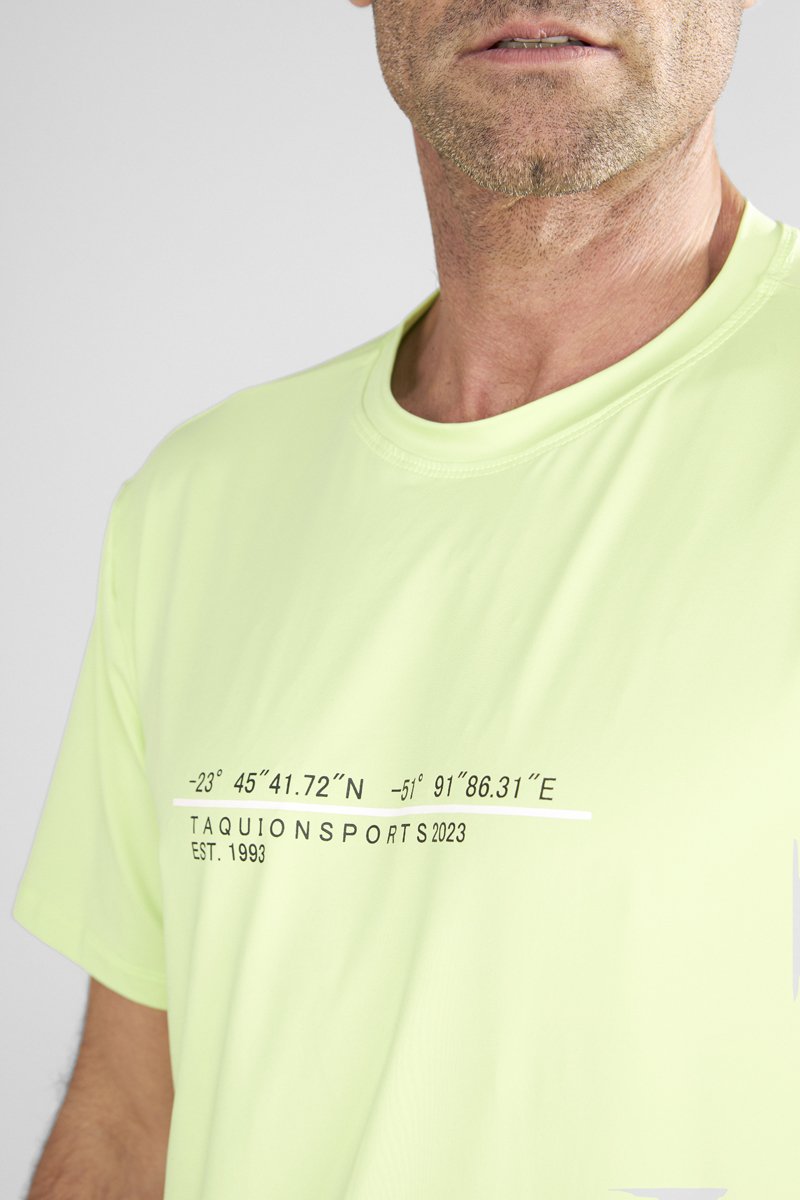 Camiseta Masculina Poliamida Básica Matiz Verde Limão Taquion
